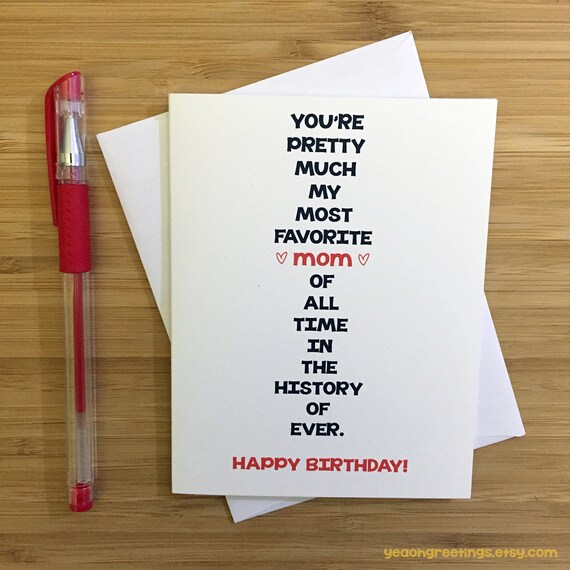 Happy Birthday Mom Card For Mom Funny Mom Card Cute Card Etsy