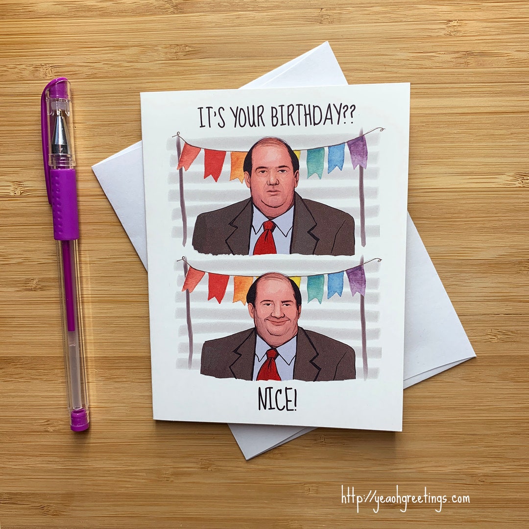 Kevin 'nice' Birthday Card, the Office. Office Birthday Card, Kevin ...