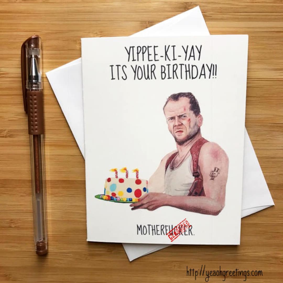 Funny Bruce Willis Birthday Card, 1980s Action Movies, Pop Culture Card ...