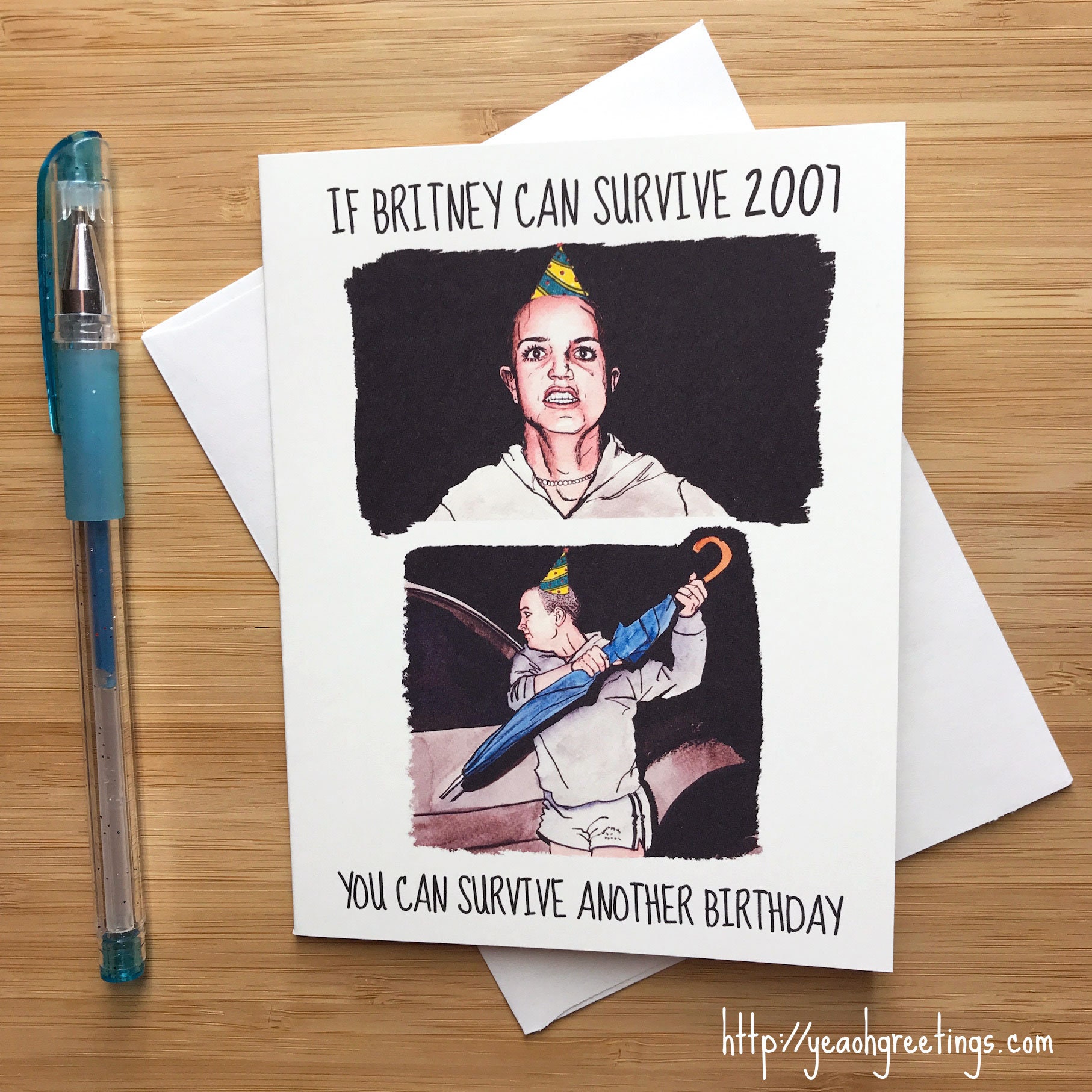 Funny Britney Meltdown Birthday Card, Funny Bday Card, Music Theme ...