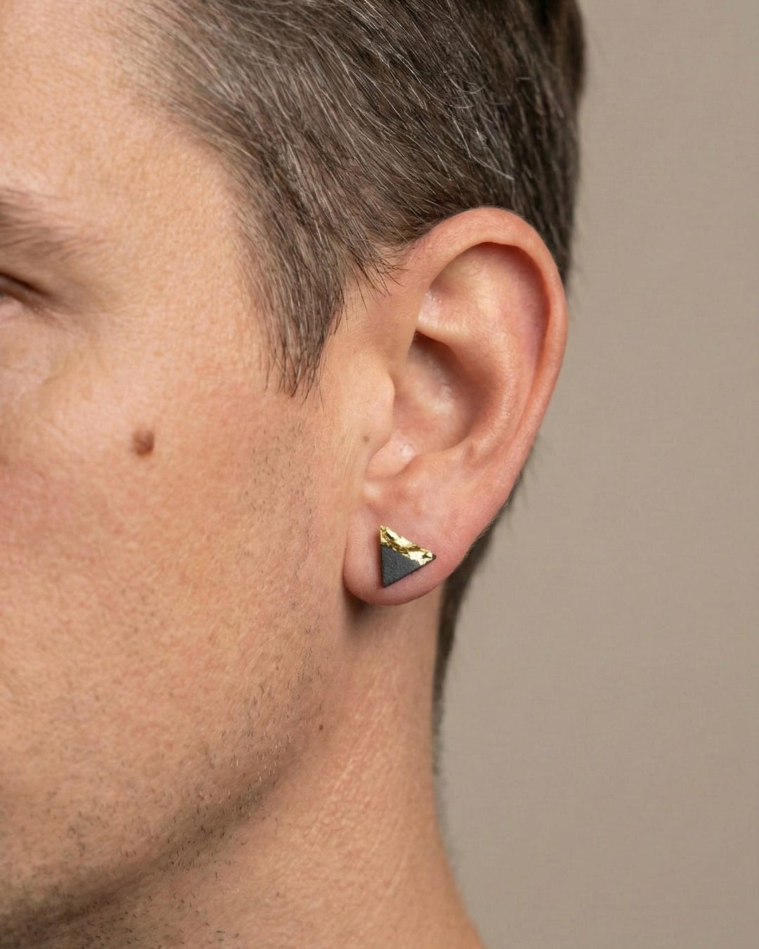 Matte Black Studs - Modernist Triangle Porcelain Stud for Men, Daily ...