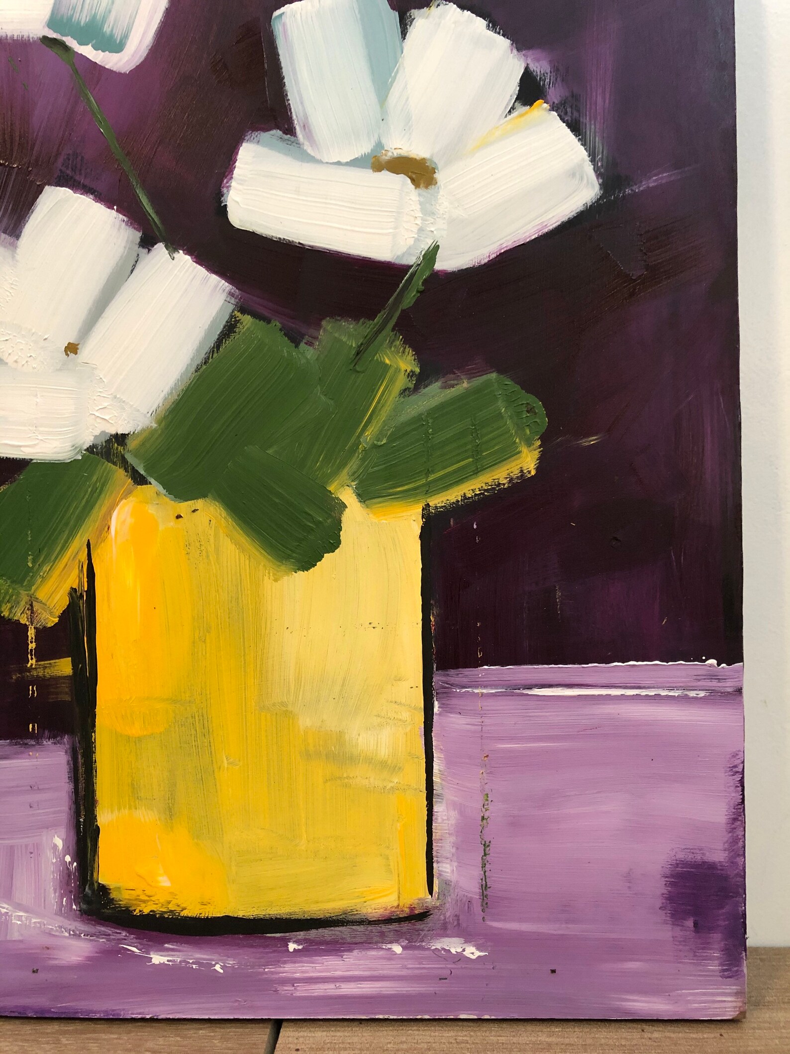 Flower Painting on a Wood Panel Original Flower Art Purple | Etsy