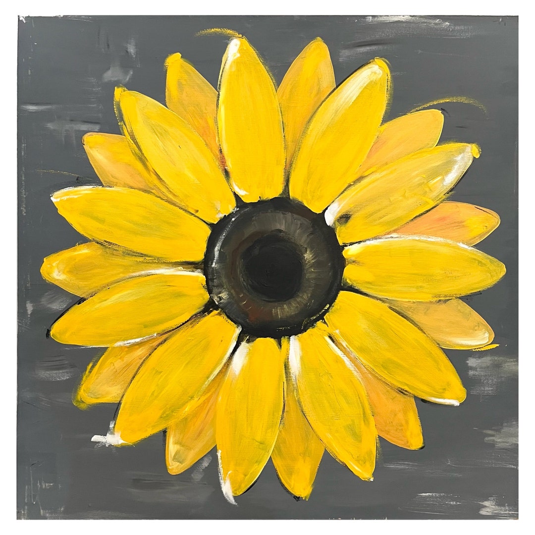 Large Yellow Flower Painting on a Wood Panel Original Art - Etsy