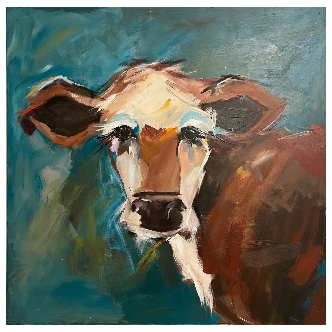 Cow Painting on a Wood Panel Original Art - Etsy