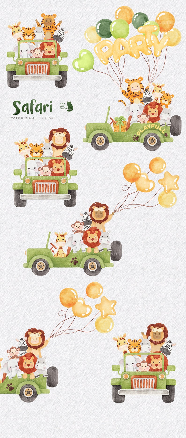 Safari Watercolor Clipart Jungle Watercolor Clip Art Safari - Etsy