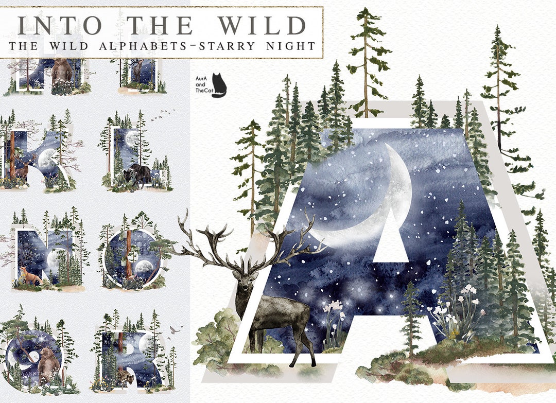 Into the Wild - the Wild Alphabets Starry Night-watercolor Alphabets ...