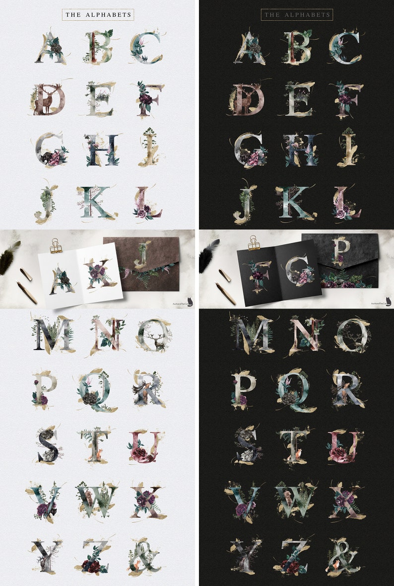 Into the Wild-watercolor Graphic Collection-animals, Trees & Mountain ...