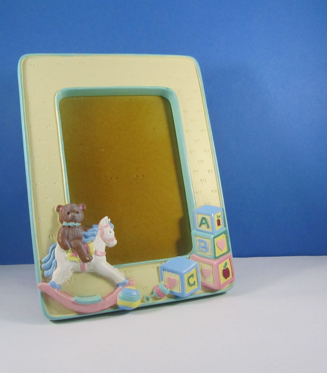 Baby Photo Frame ABC Blocks Teddy Bear Rocking Horse Burnes of Boston ...