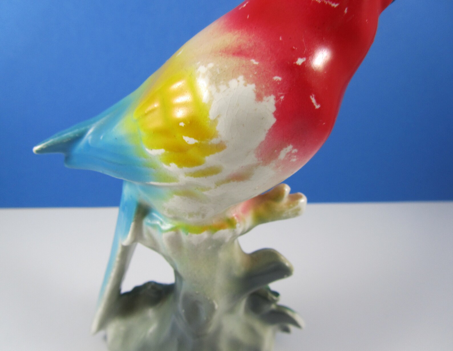 Vintage Parakeet Figurine Ceramic Red Head Bird on Flower - Etsy