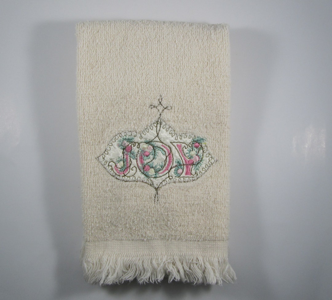 Christmas Fingertip Towel Pastel "joy" Applique by Cannon - Etsy