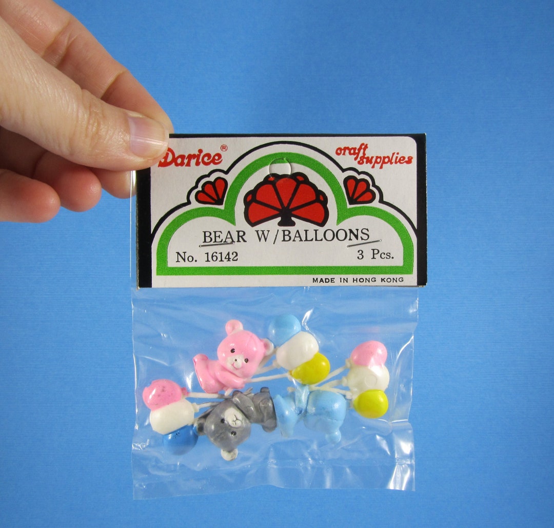 Mini Pastel Teddy Bears & Balloons Plastic NOS Craft Figures by Darice ...