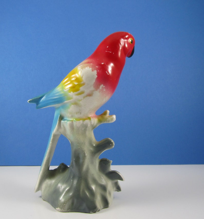 Vintage Parakeet Figurine Ceramic Red Head Bird on Flower - Etsy