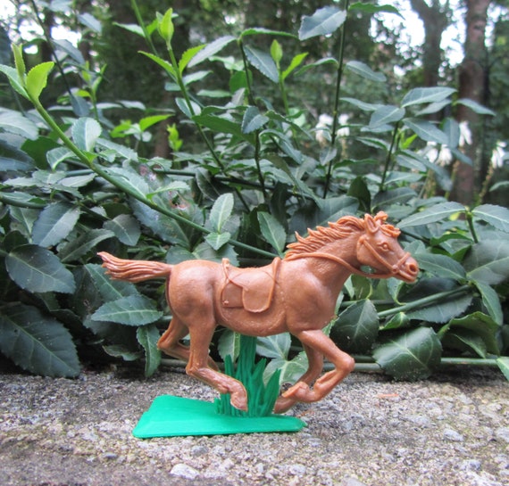 Vintage Plastic Horse With Saddle Galloping Figure Grass Stand - Etsy