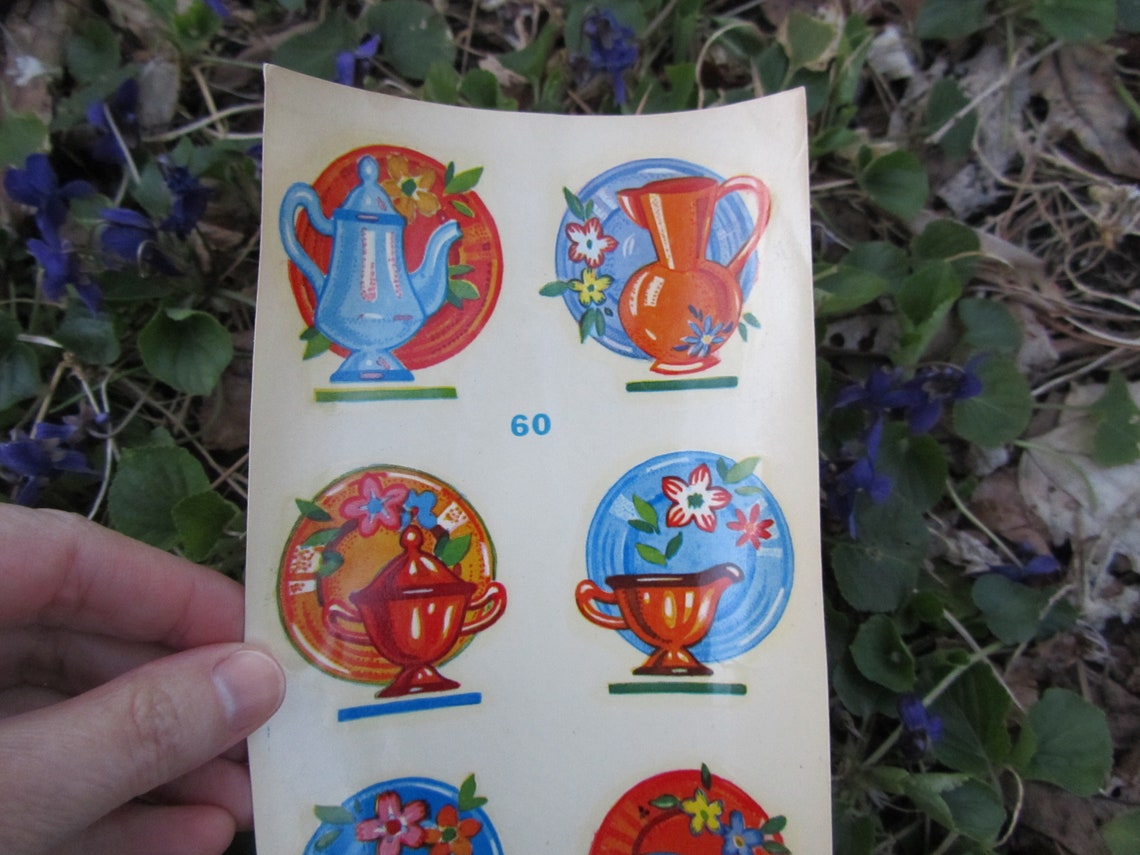 Vintage Kitchen Decals Coffee Pot Cream Sugar Dishes Retro | Etsy