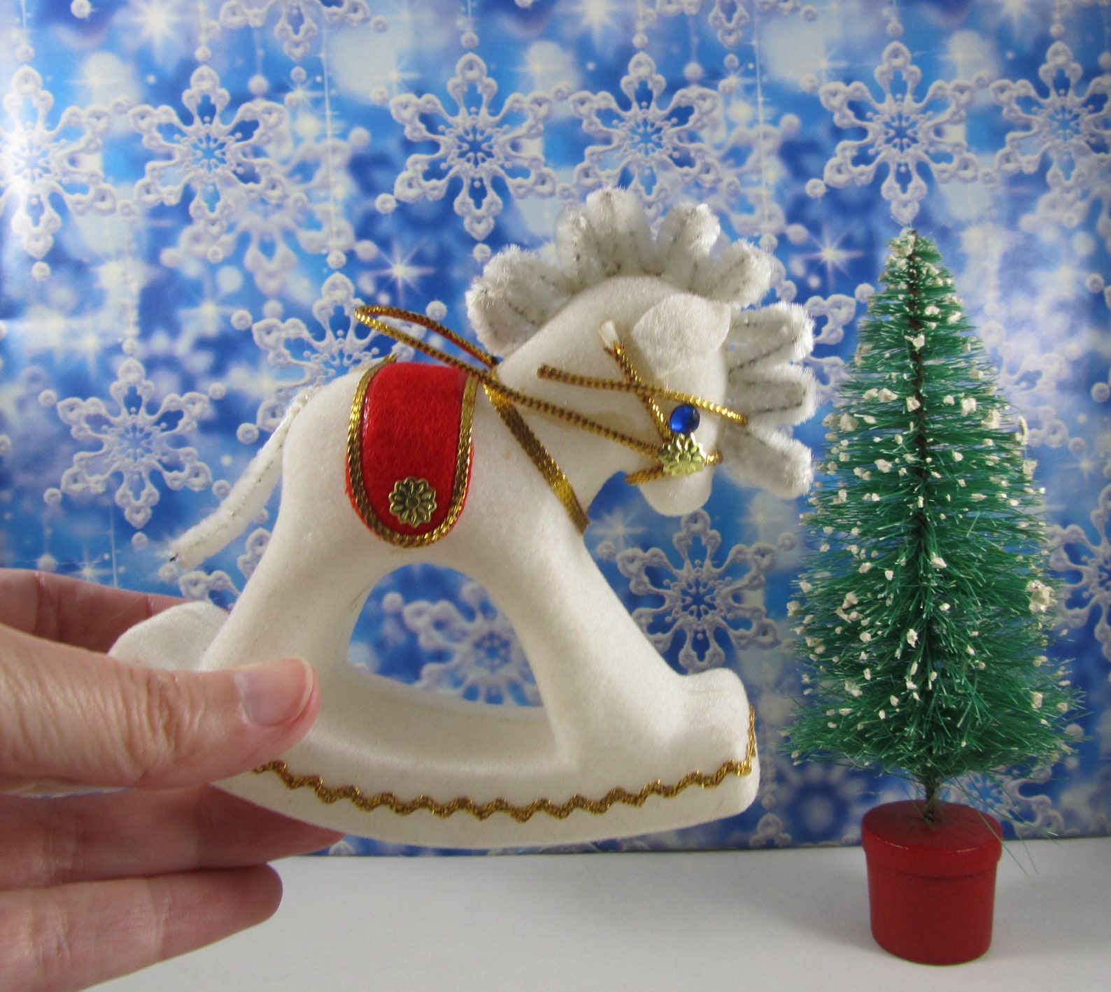 Rocking Horse Christmas Ornament Vintage Flocked Decoration | Etsy