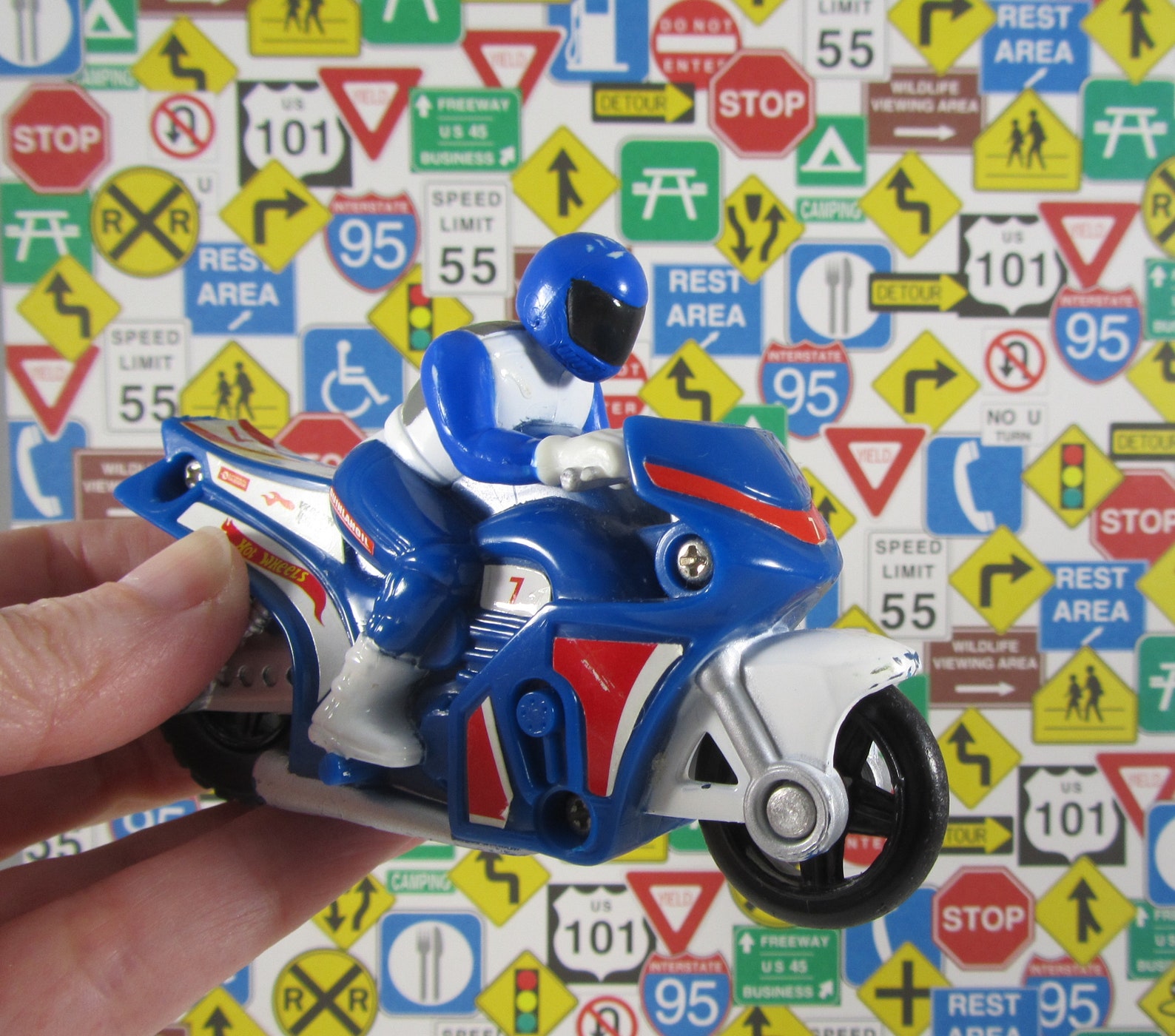 Motorcycle Friction Toy Hot Wheels Vehicle with Rider | Etsy