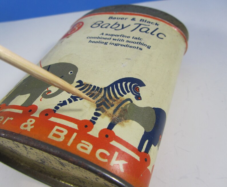 Vintage Baby Talcum Powder Tin "distressed Condition" Zoo Animal Toy ...