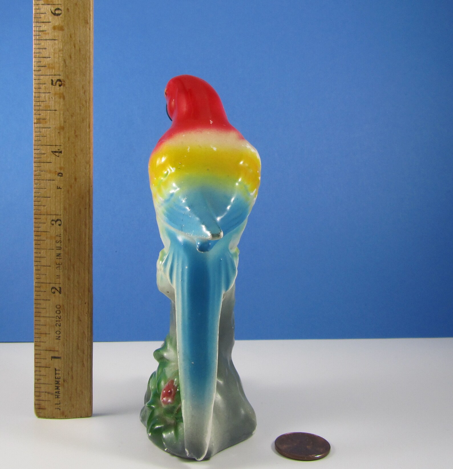 Vintage Parakeet Figurine Ceramic Red Head Bird on Flower - Etsy