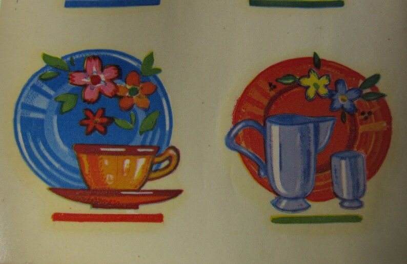 Vintage Kitchen Decals Coffee Pot Cream Sugar Dishes Retro | Etsy