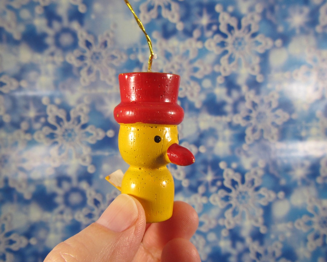 Vintage Bird in Hat Wood Christmas Ornament "chippy Paint" Whimsical ...