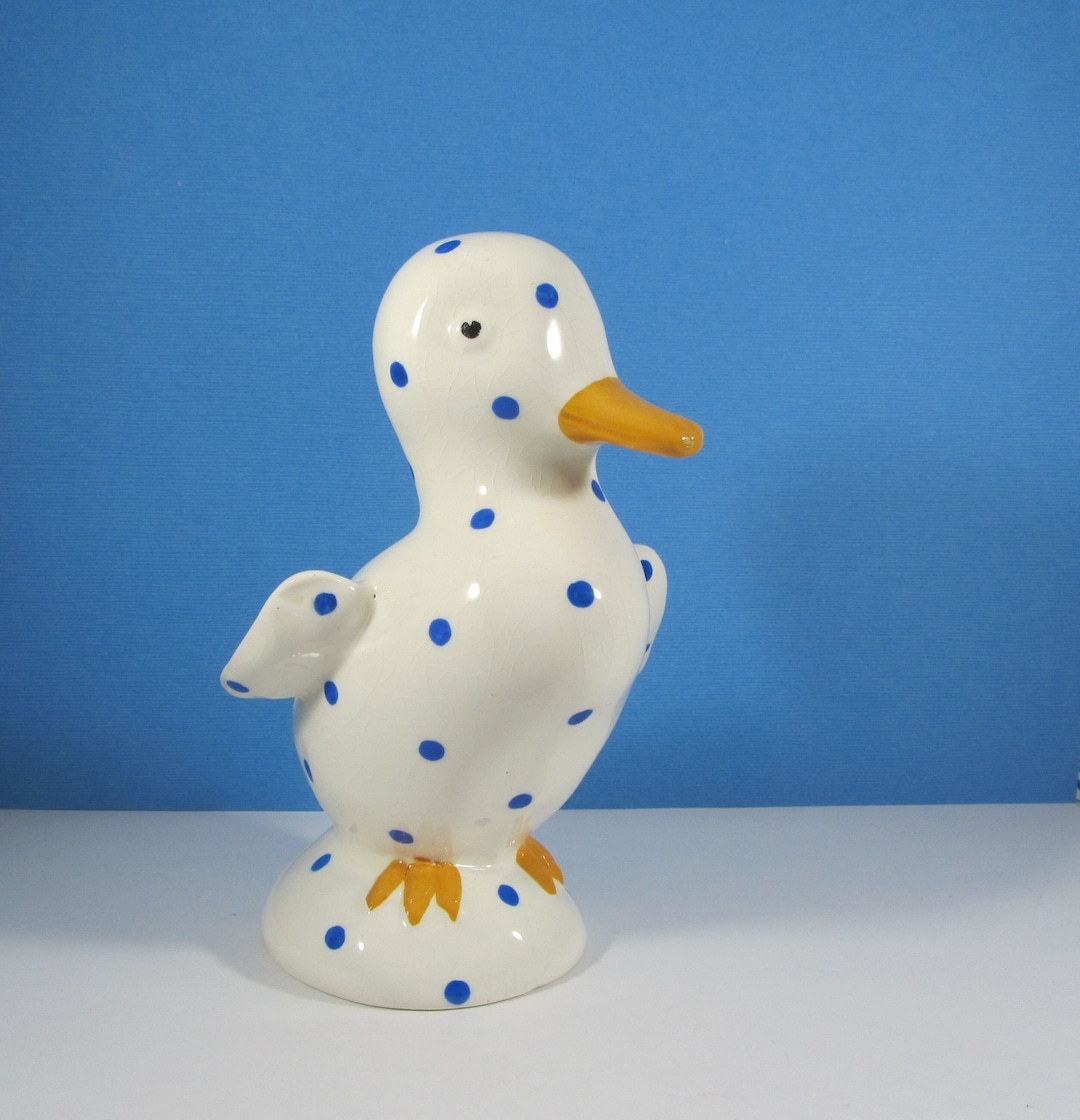 Vintage Duck Figurine With Blue Polka Dots "plichta" Made in London ...