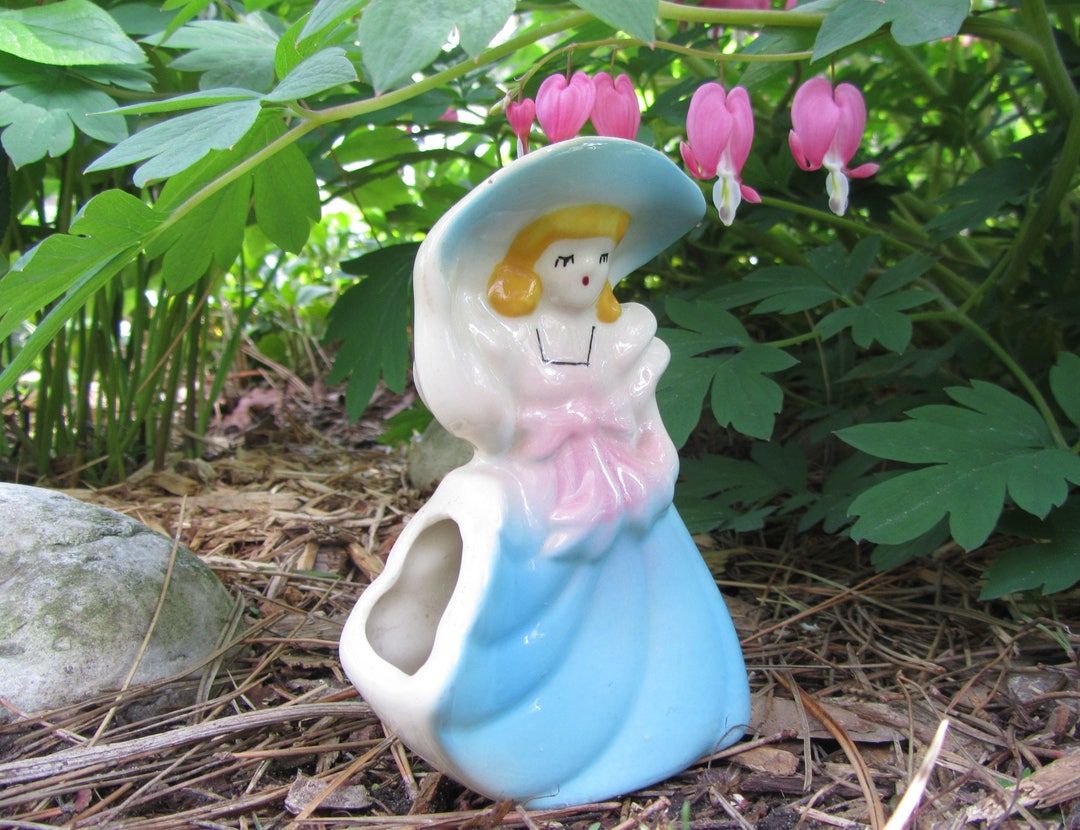 Vintage Southern Belle Planter Vase Lady in Hat Pastel Décor - Etsy