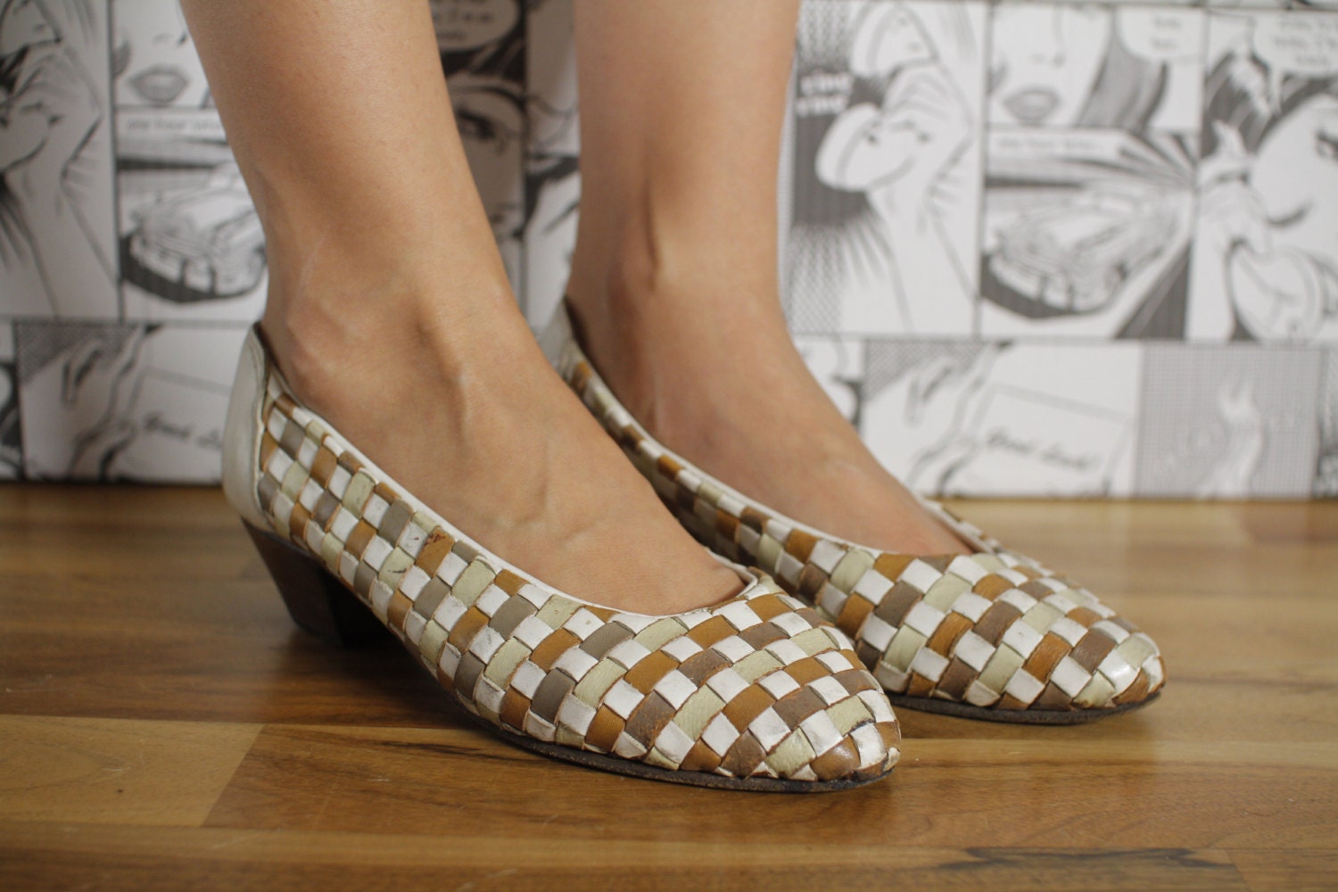 Real Vintage Women's Wicker Pumps Beige Shoes - Etsy