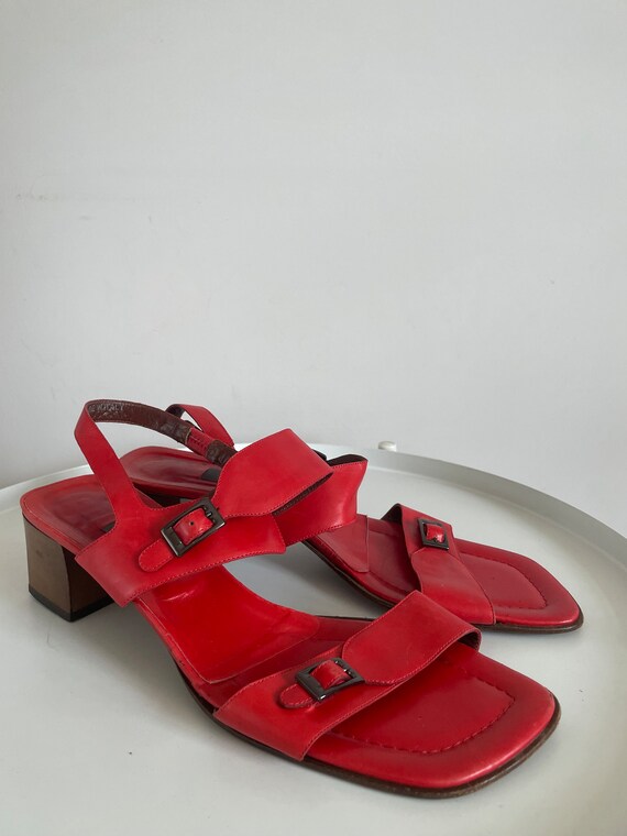 Bally Red Sandals Heeled Sandals Y2K Vintage EUR39 US… - Gem