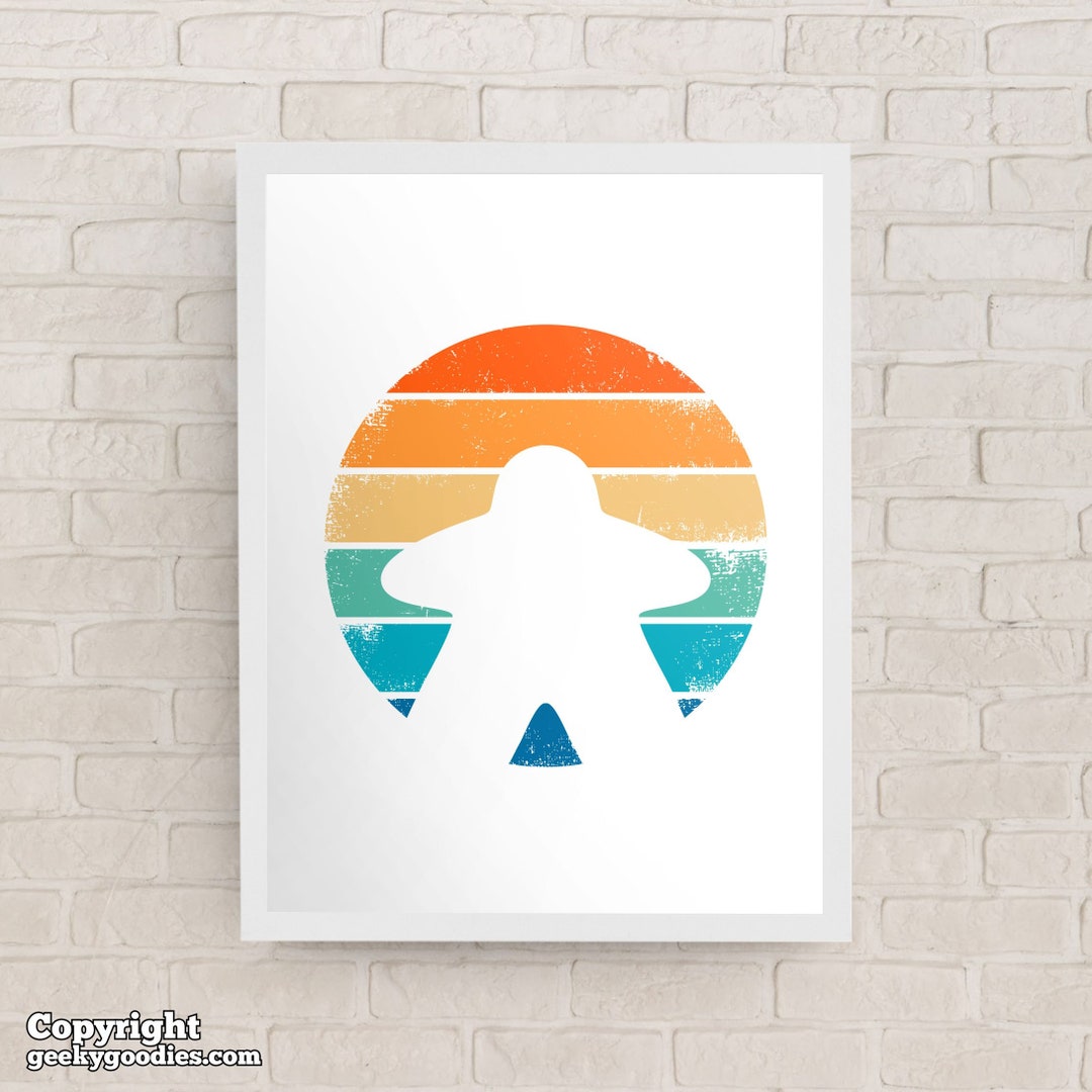 Retro Meeple Game Room Poster | Board Game Art Decor Posters for Game ...