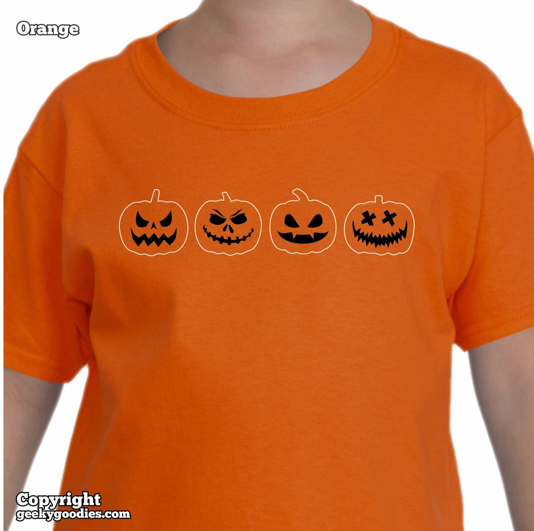 Halloween Pumpkins Jack O'lantern Faces Children's Orange T-shirts Jack ...