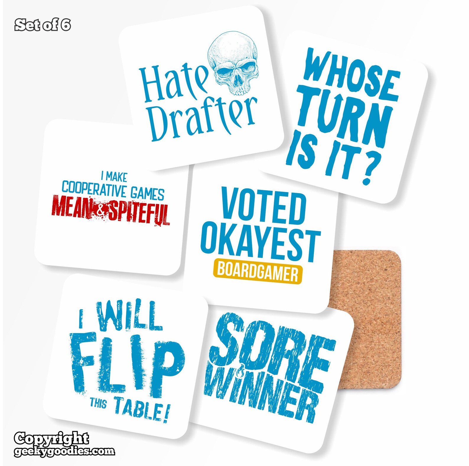 Types of Board Gamers Drink Coasters - Available in a Set of 4 or a Set ...
