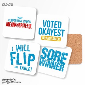 Types of Board Gamers Drink Coasters - Available in a Set of 4 or a Set ...