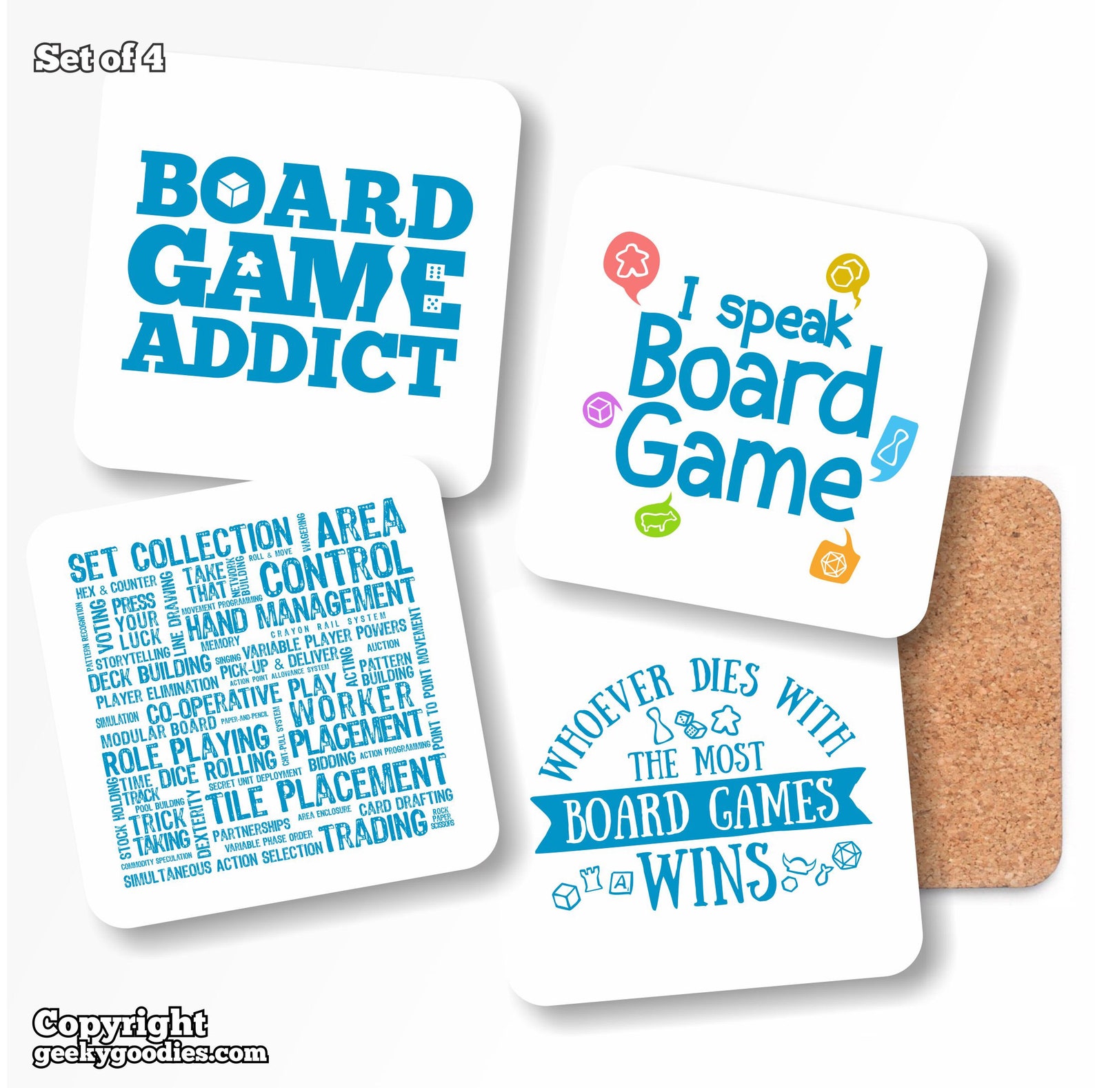 Geeky Goodies Board Game Drink Coasters - Available in a Set of 4 or a ...