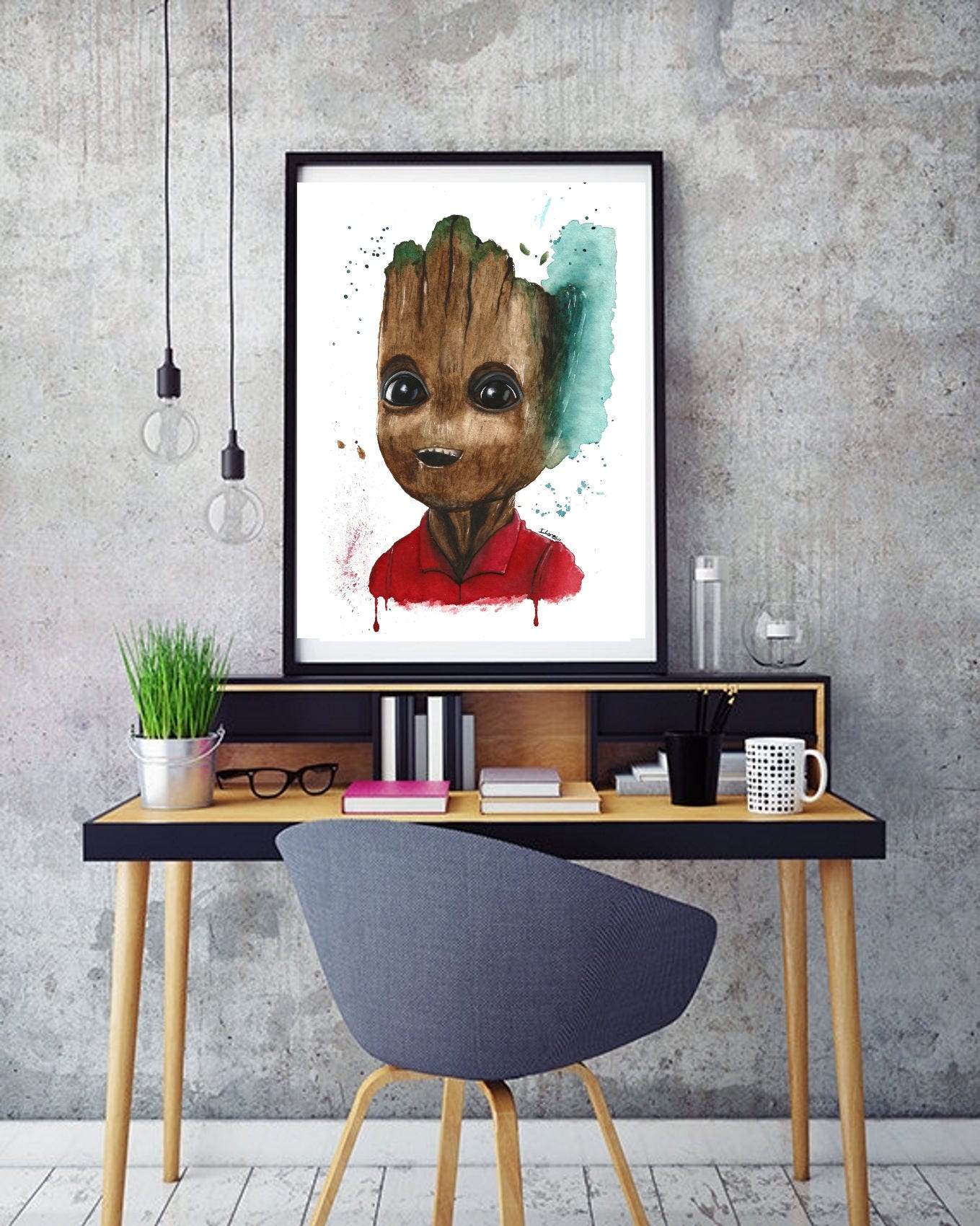 Baby Groot Watercolor fan Art Avengers Guardians of Galaxy | Etsy