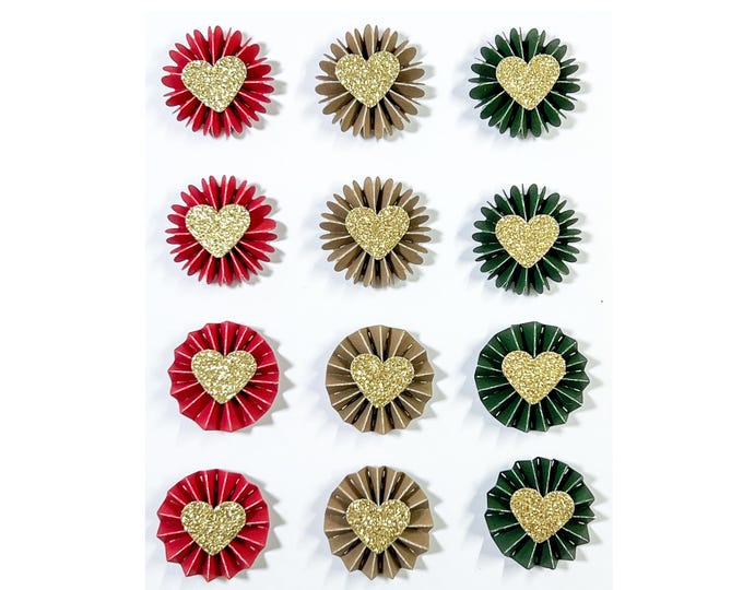 Set of 12 Handmade Mini Rosettes | Crafting Card Making Embellishments ...