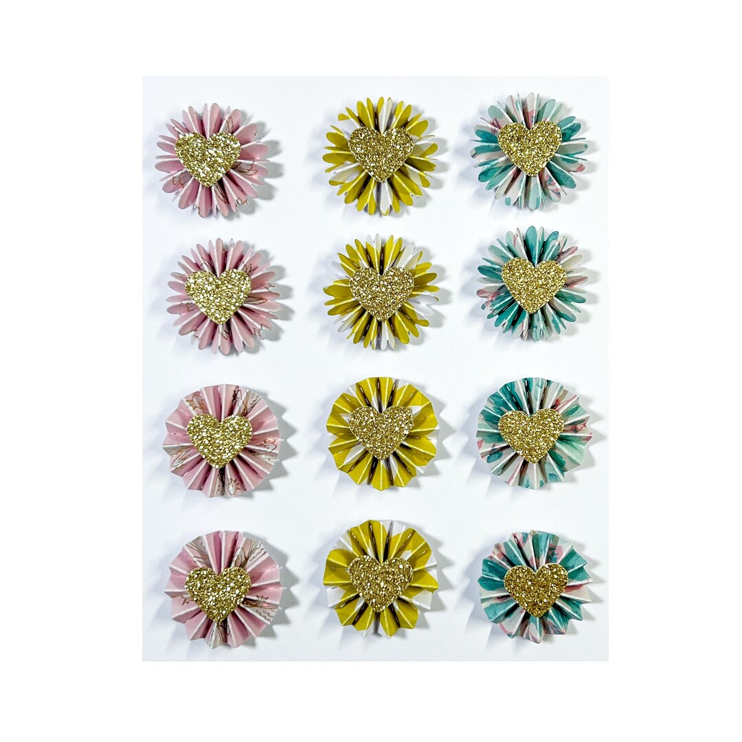 Set of 12 Handmade Mini Rosettes | Crafting Card Making Embellishments ...