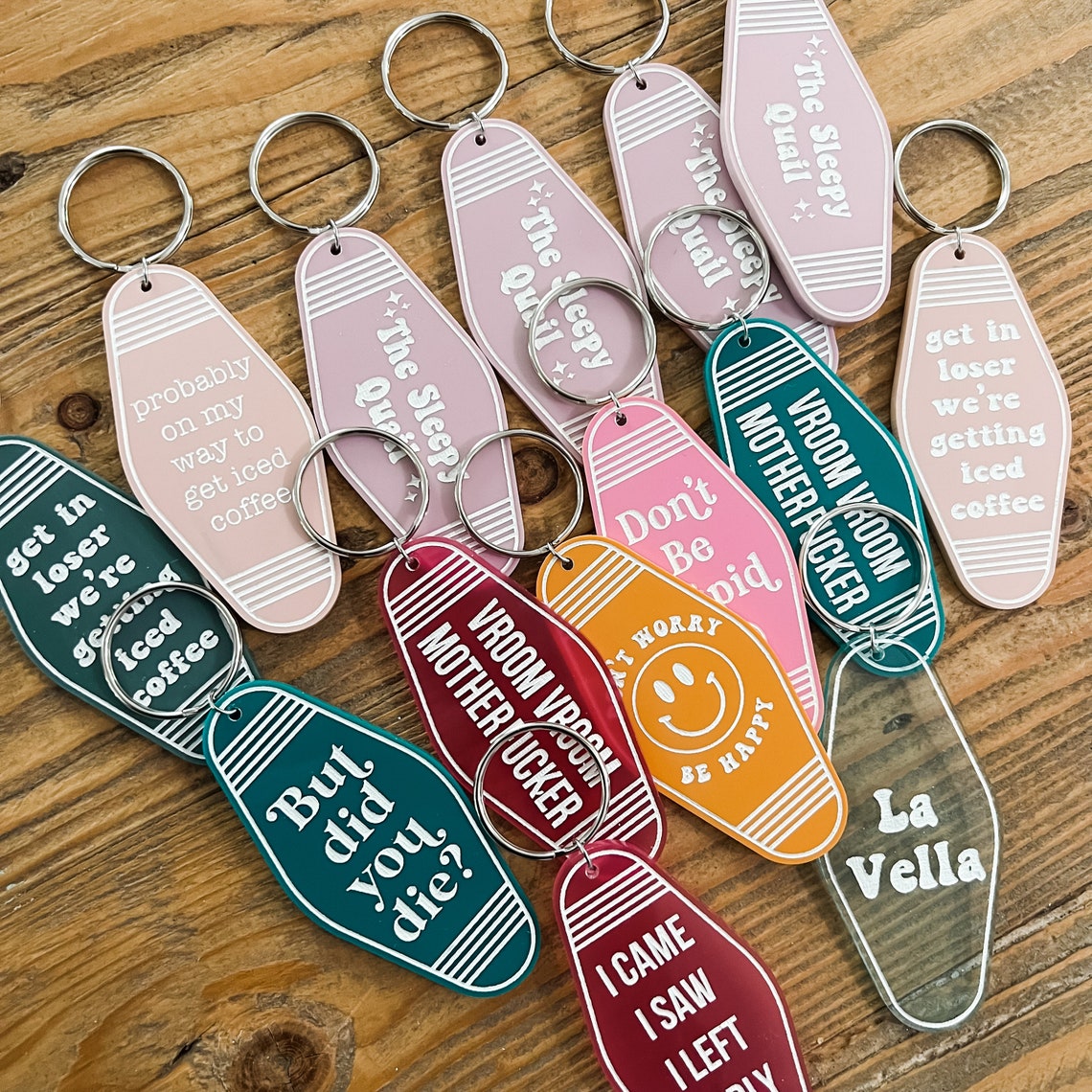 Retro Inspired Motel Keychains Laser Engraved Unique Gift - Etsy