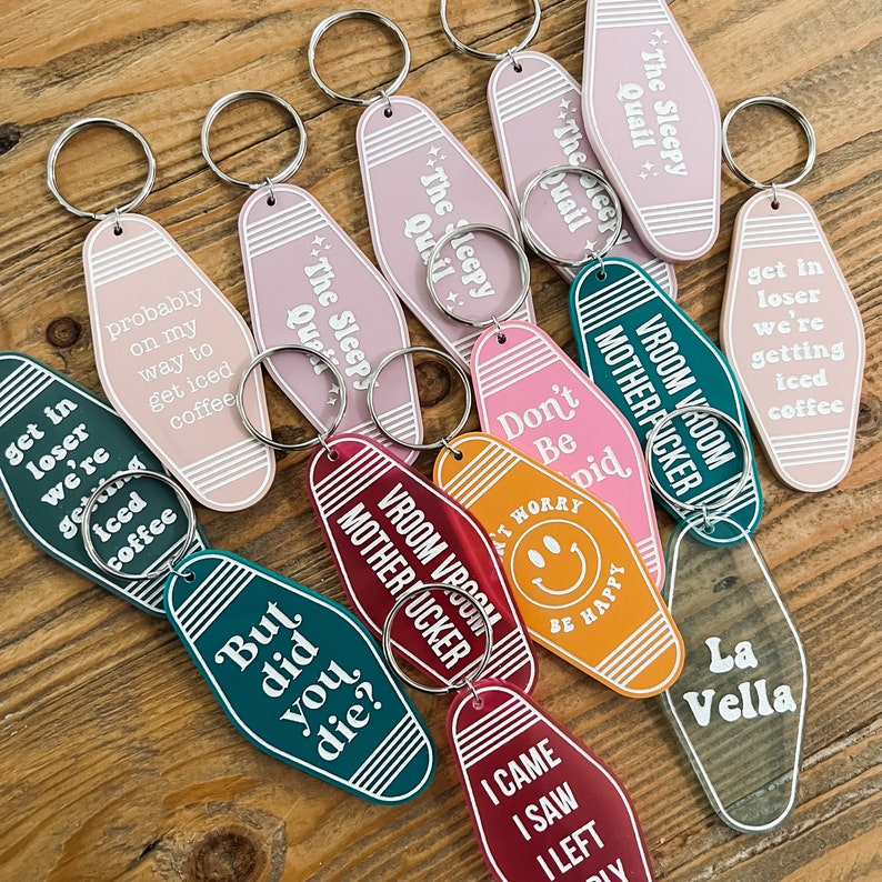 Retro Inspired Motel Keychains Laser Engraved Unique Gift - Etsy