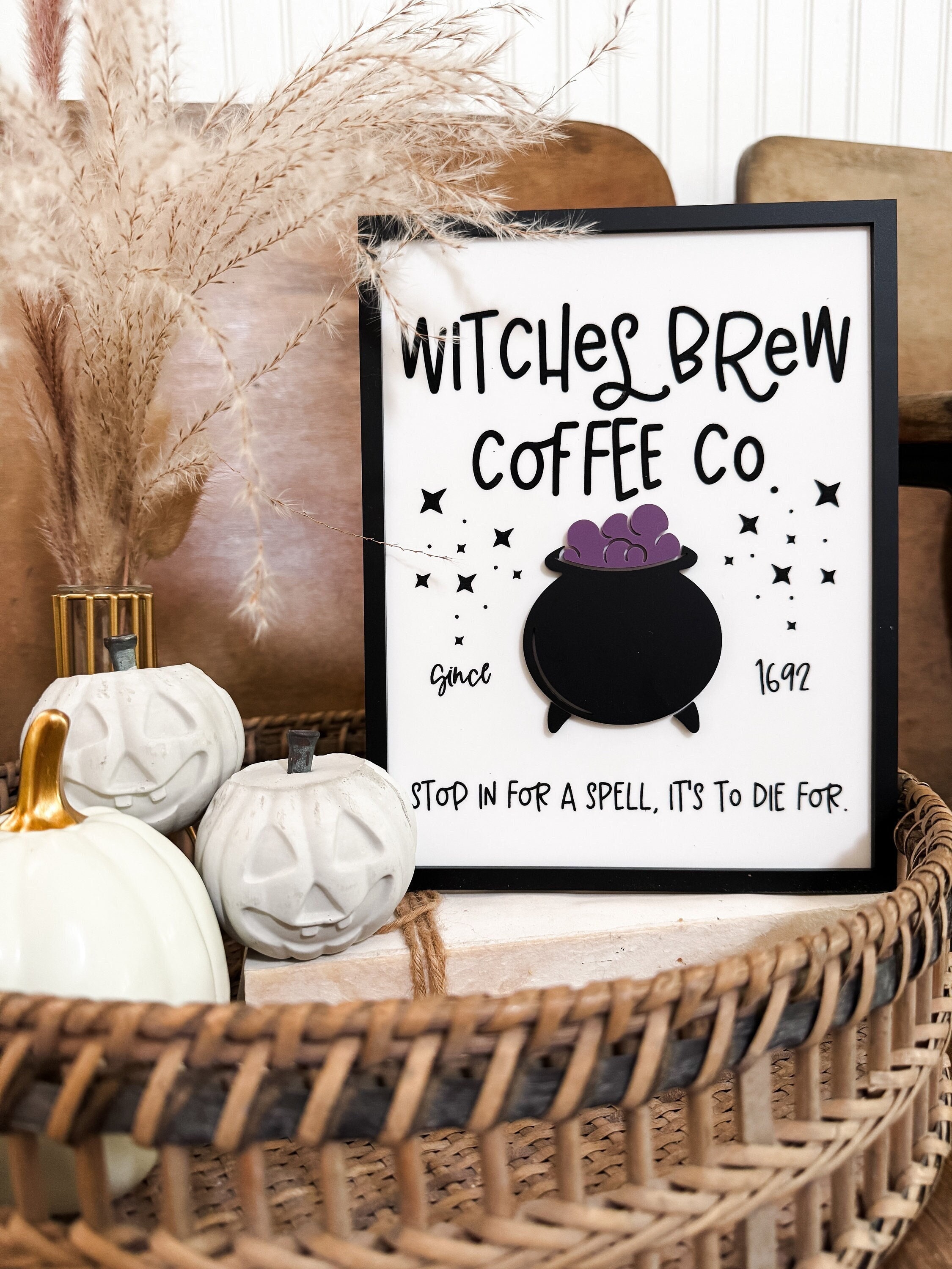 Witches Brew Coffee House Halloween Decor Stop in for a Spell Sign ...