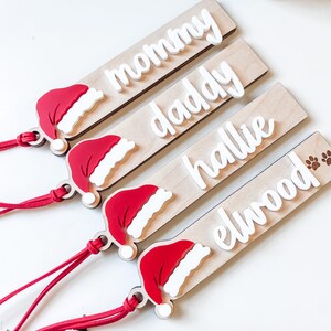 Personalized Santa Hat Stocking Tags | Wooden Name Tags | Christmas ...