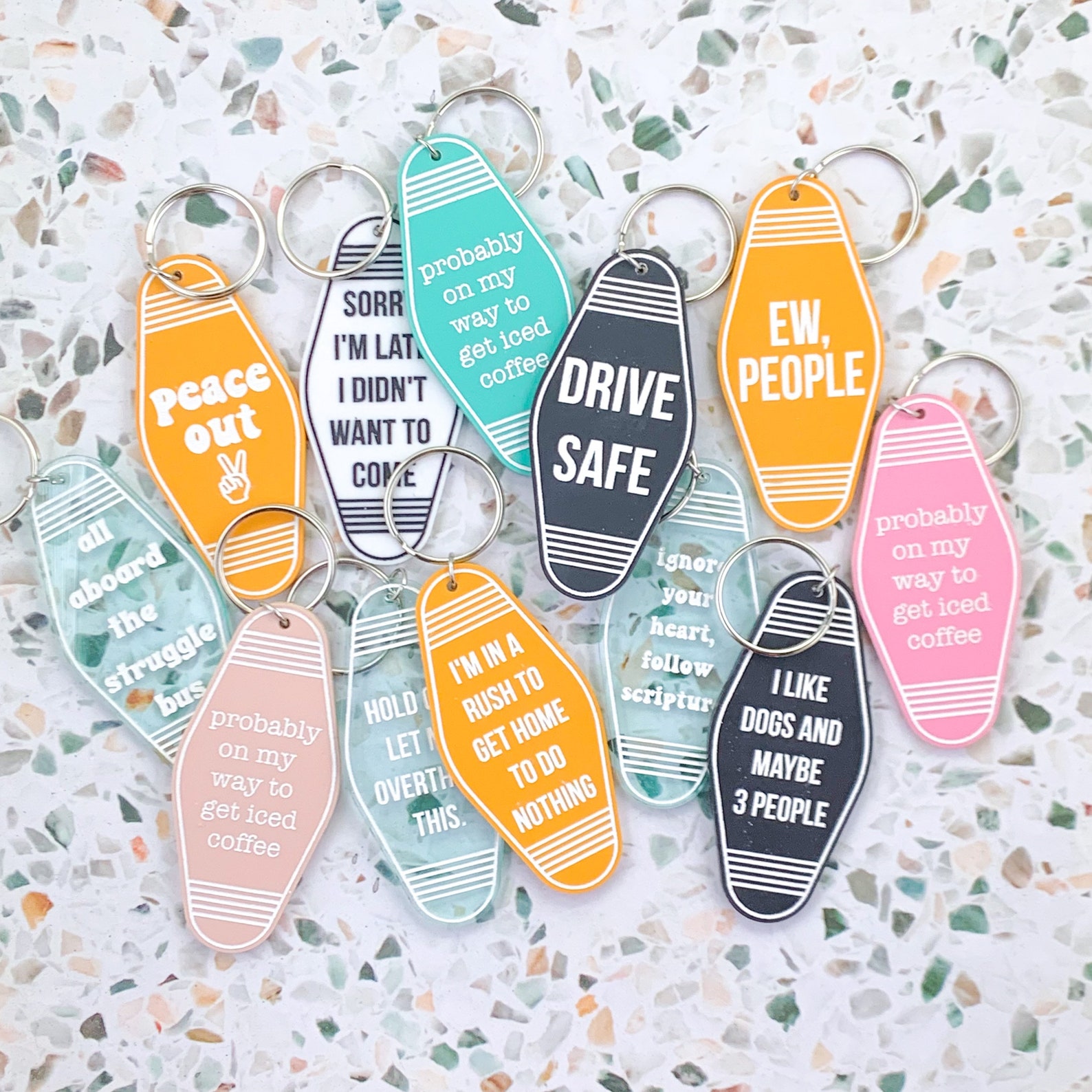 Retro Inspired Motel Keychains Laser Engraved Unique Gift - Etsy