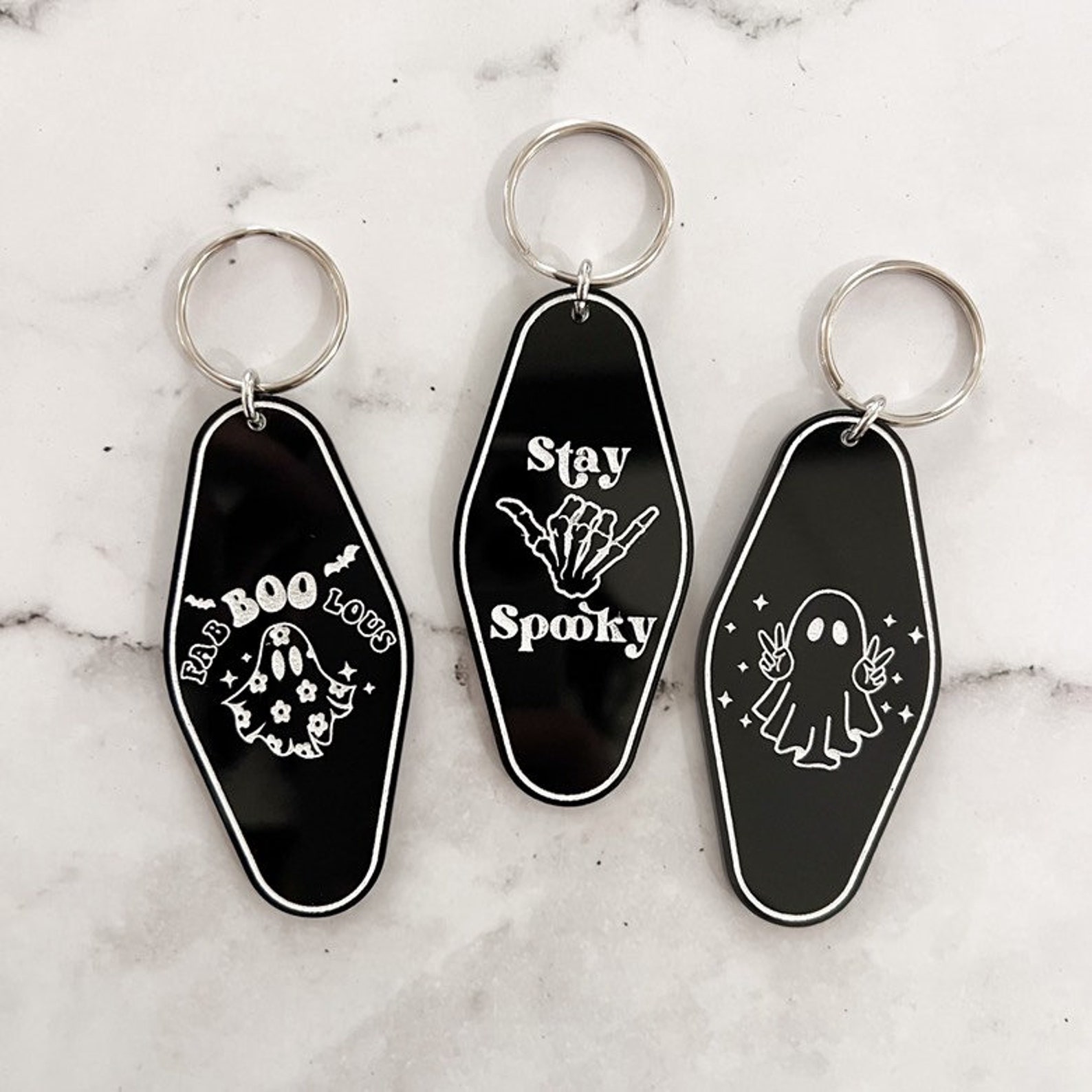 Retro Inspired Halloween Motel Keychains | Laser Engraved | Unique Gift ...