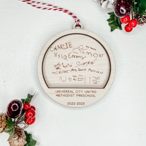 Wooden Tree Ornament Engraved With Class Signature's | Teacher ...