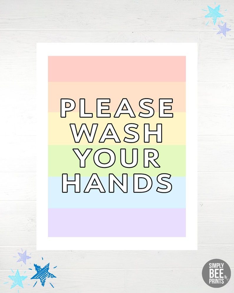 Please Wash Your Hands Printable, Kids Bathroom Wall Art, Classroom ...