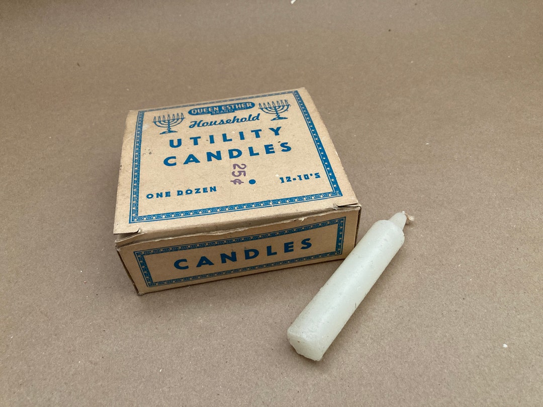 Vintage Box of 12 Queen Esther Brand Household Utility Candles 4 Tall ...