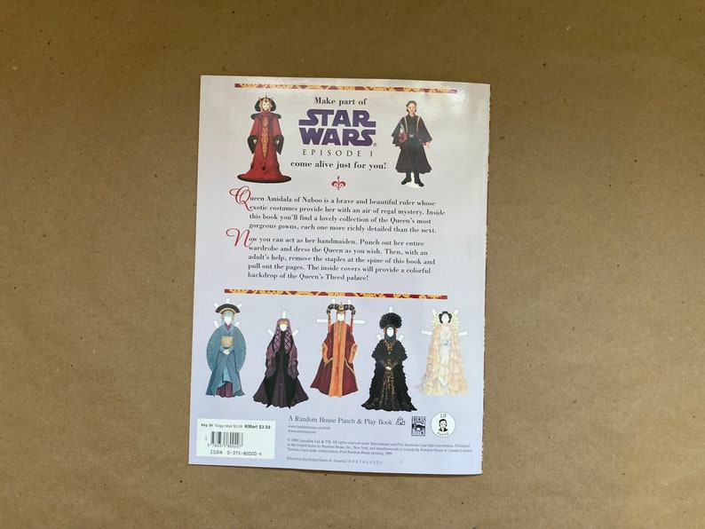 1999 Queen Amidala Paper Doll Book From Star Wards Episode 1 - Etsy