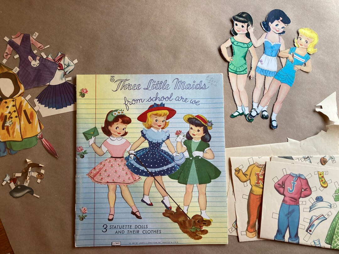 Vintage 1957 Three Little Maids From School Are We Paper Doll Set With ...