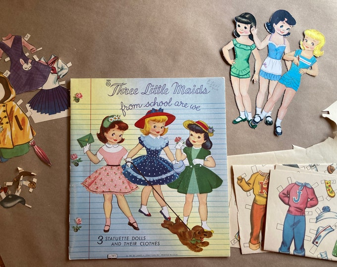 Vintage 1957 Three Little Maids From School Are We Paper Doll Set With ...