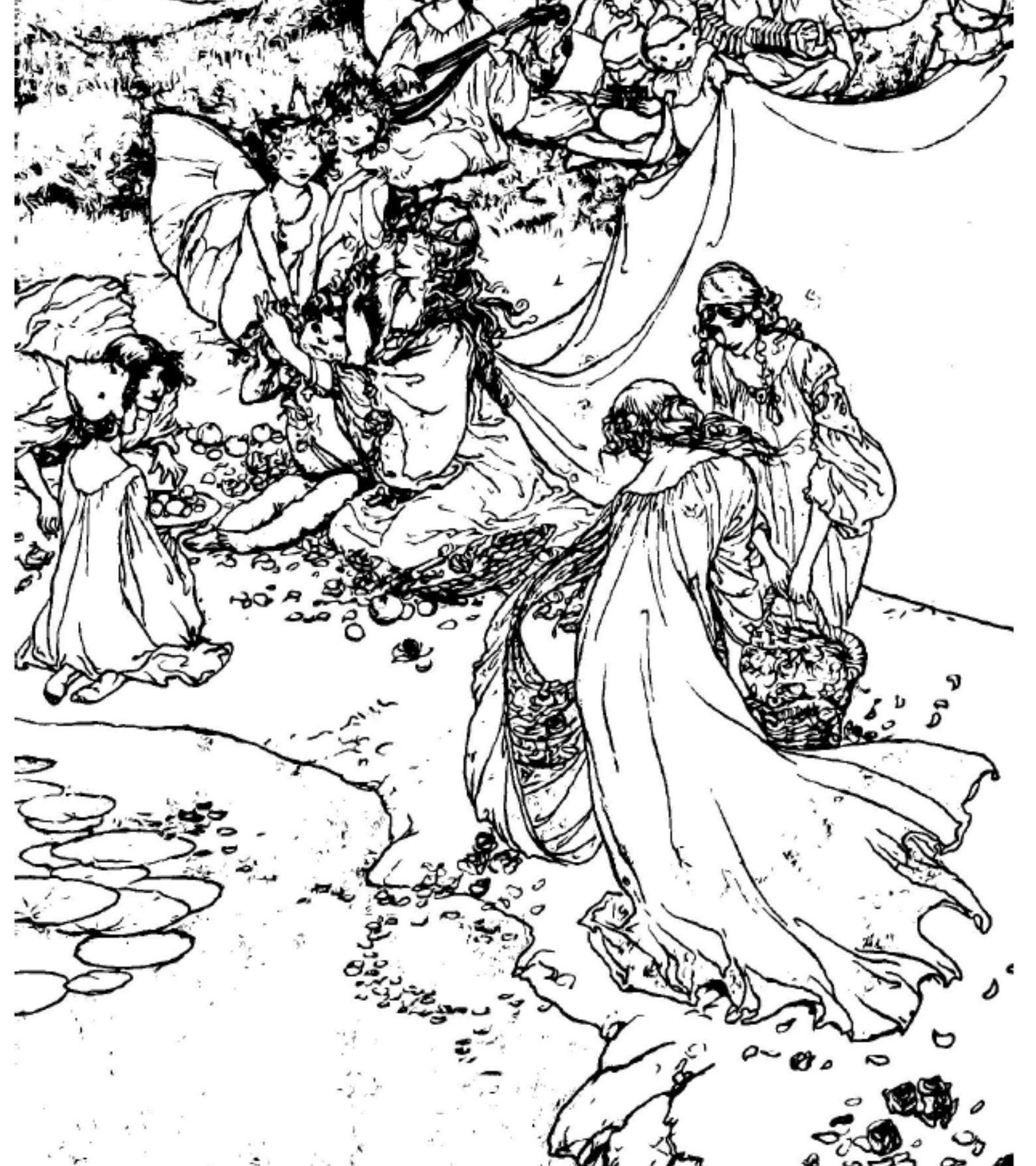 Printable Fairy Coloring Book Art Pages Vintage Style for Adults Print ...