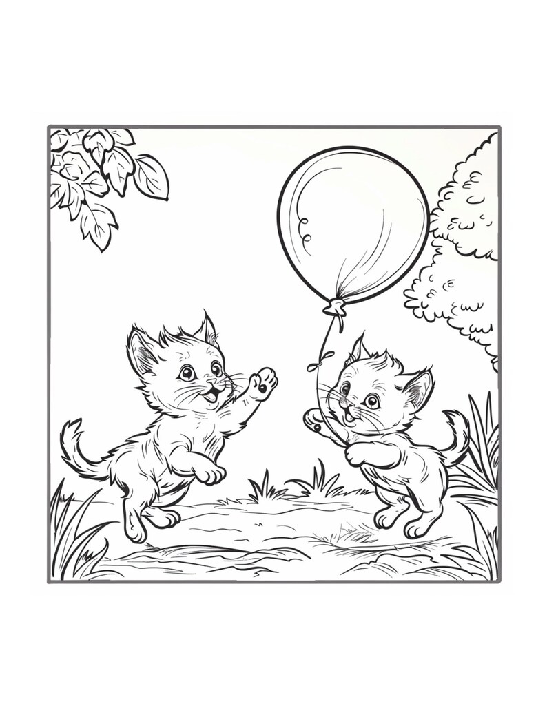 50-page Adorable Kittens Coloring Book Printable PDF PLR Fun & Relaxing ...